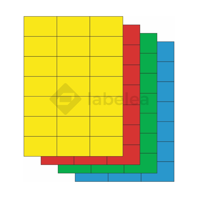 Colour paper self-adhesive labels 70x42,4 mm, on A4 sheet, for laser ...