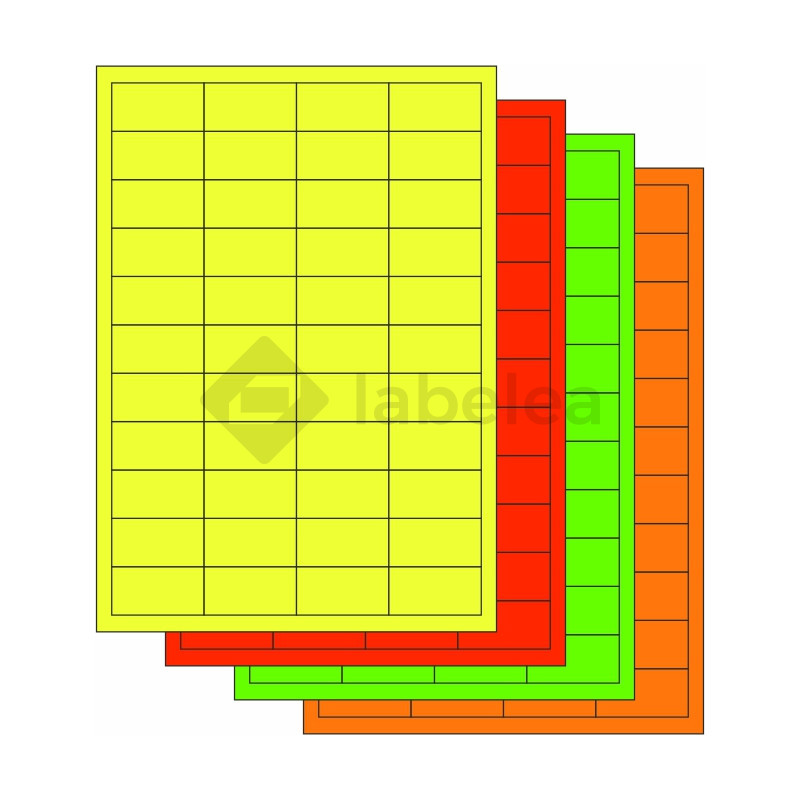 Signal colour paper self-adhesive labels 48,5x25,4 mm, on A4 sheet, for ...